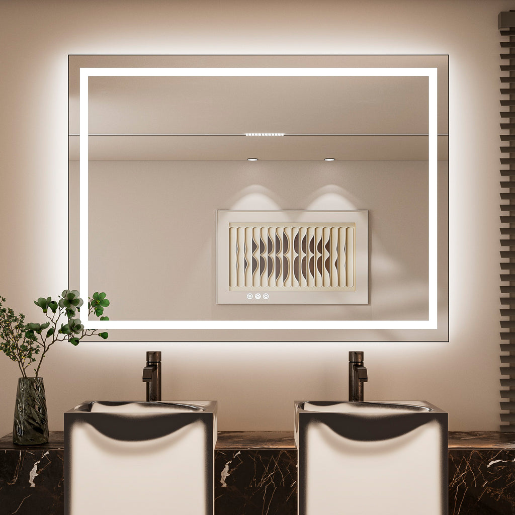 TETOTE 3-Color Frontlit & Backlit LED Mirror Square Square Corner – Tetote